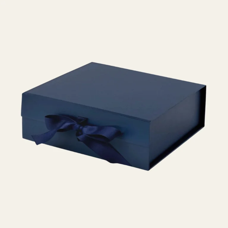 Navy Blue A6 Square Magnetic Boxes With Changeable Ribbon - Hot Custom ...