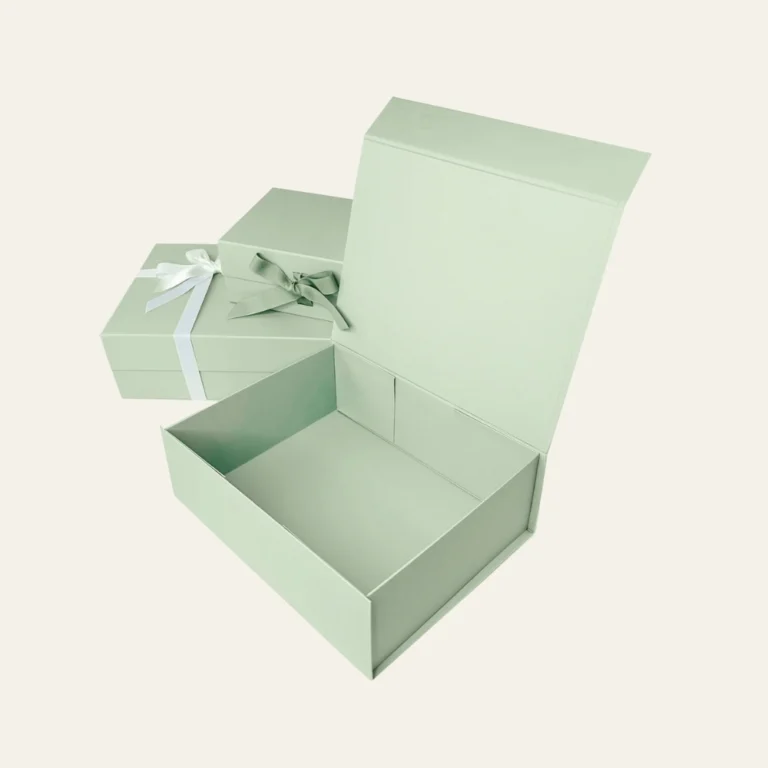Sage Green A4 Deep Magnetic Boxes With Changeable Ribbon - Hot Custom Boxes