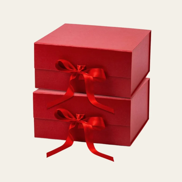 Red Medium Rectangle Magnetic Boxes with Changeable Ribbon - Hot Custom ...