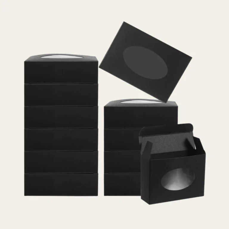 Large Black Soap Boxes Wholesale | Oval Window Soap Packaging
