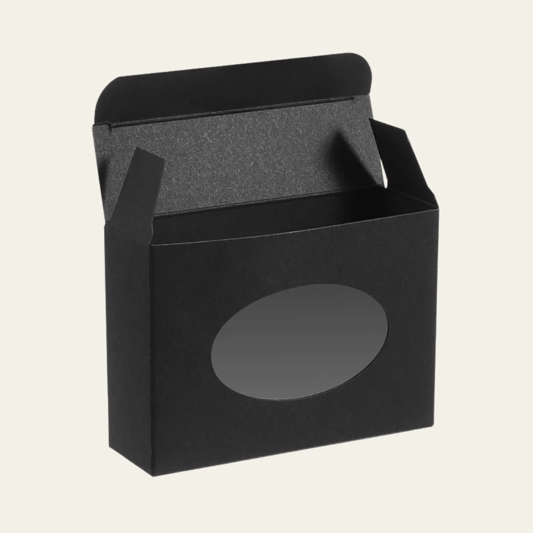 Large Black Soap Boxes Wholesale | Oval Window Soap Packaging