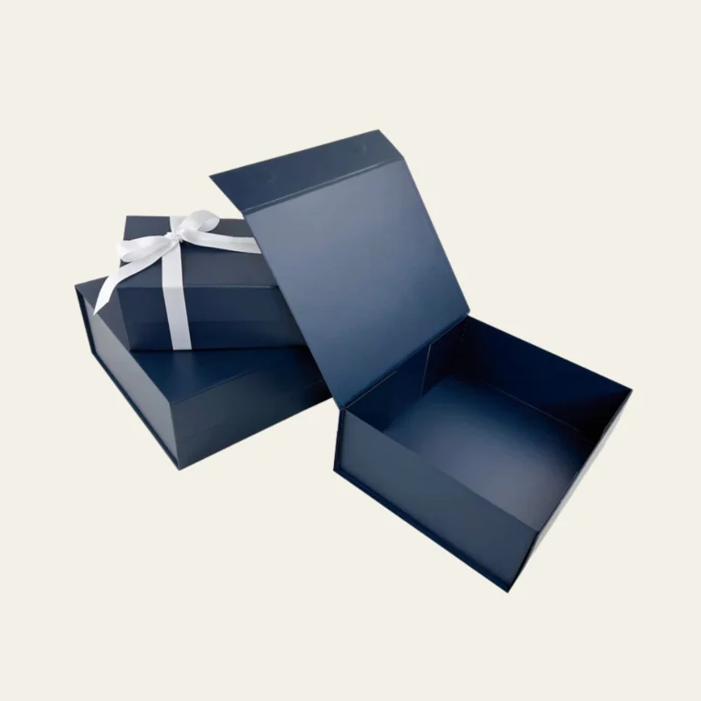 Navy Blue Medium Rectangle Magnetic Boxes Changeable Ribbon - Hot ...