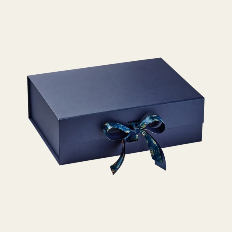 Navy Blue A5 Square Magnetic Boxes With Changeable Ribbon - Hot Custom ...