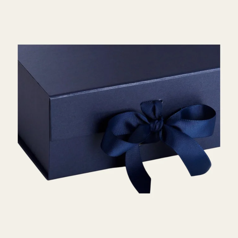 Navy Blue A5 Square Magnetic Boxes With Changeable Ribbon - Hot Custom ...