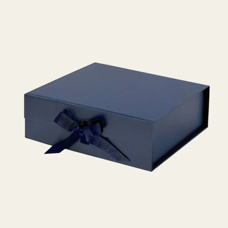 Navy Blue A5 Square Magnetic Boxes With Changeable Ribbon - Hot Custom ...