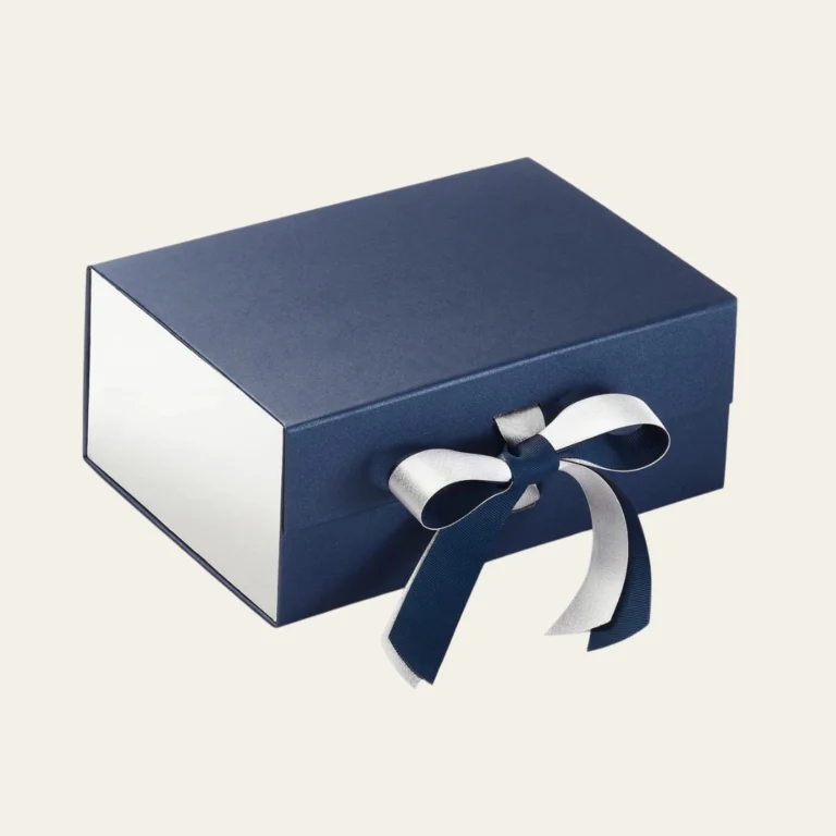 Navy Blue A5 Deep Magnetic Boxes With Changeable Ribbon - Hot Custom Boxes