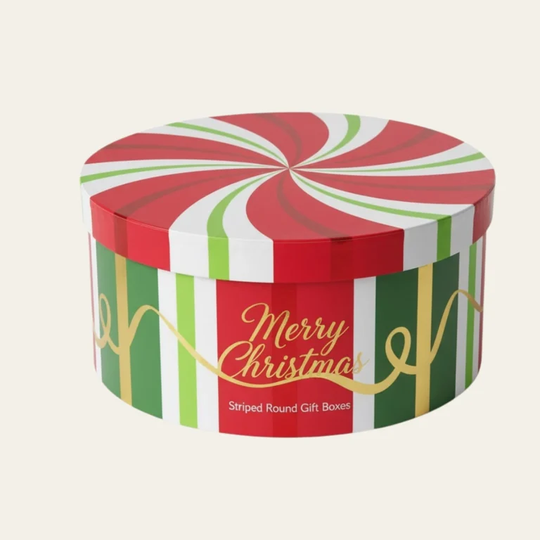 Merry Christmas Striped Round Gift Boxes - Hot Custom Boxes