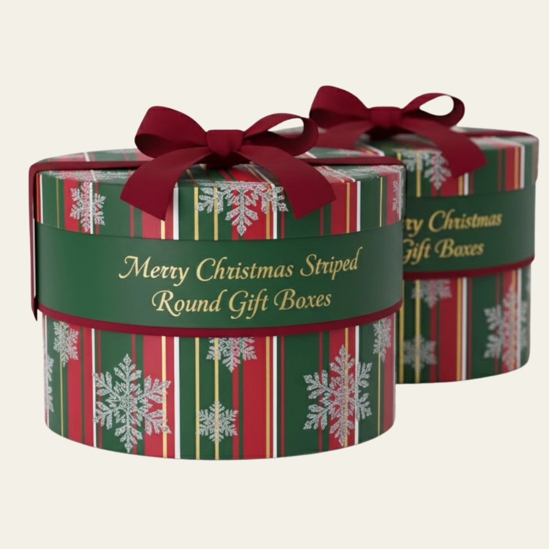 Merry Christmas Striped Round Gift Boxes - Hot Custom Boxes