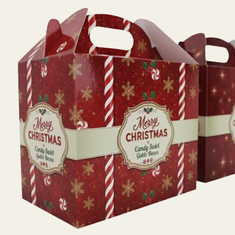 Merry Christmas Candy Swirl Gable Boxes - Hot Custom Boxes
