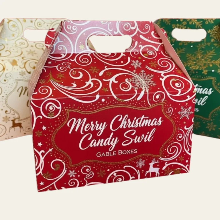 Merry Christmas Candy Swirl Gable Boxes - Hot Custom Boxes