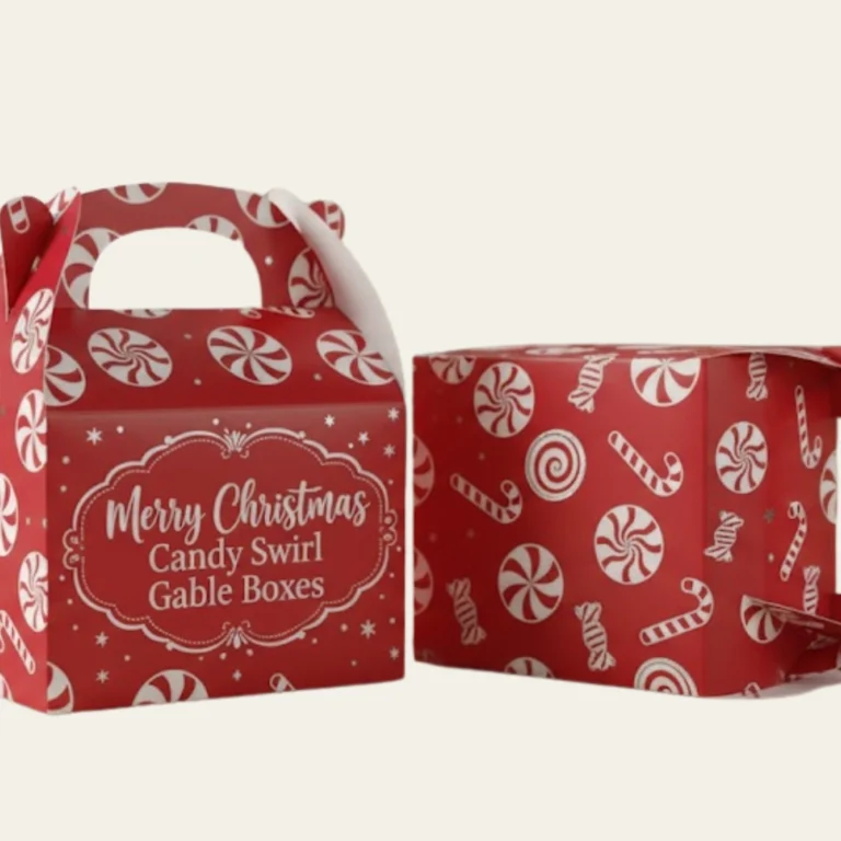 Merry Christmas Candy Swirl Gable Boxes - Hot Custom Boxes
