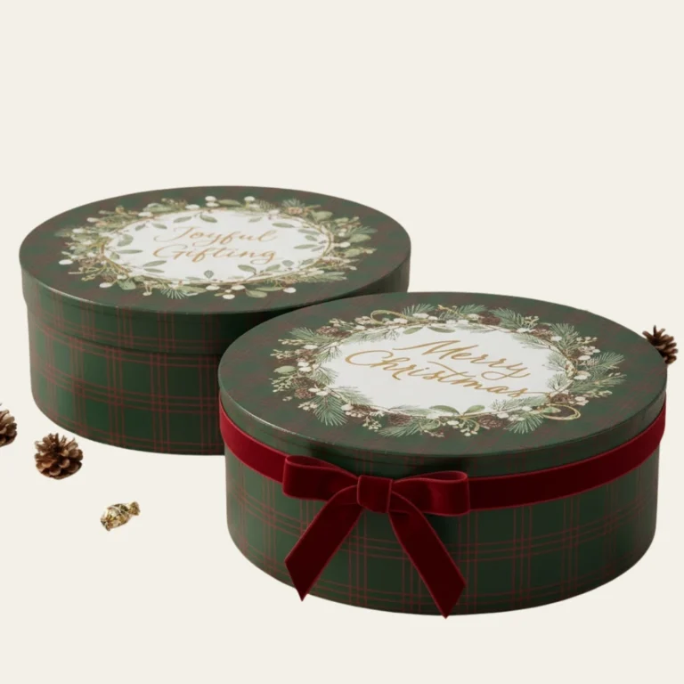 Merry Christmas Wreath Round Gift Boxes - Hot Custom Boxes