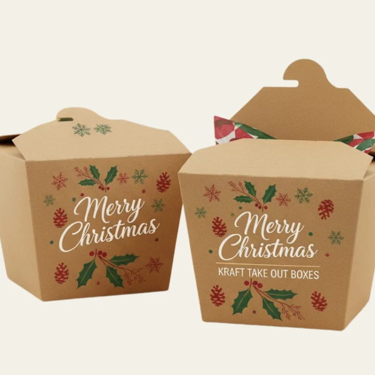 Merry Christmas Kraft Take Out Boxes - Hot Custom Boxes