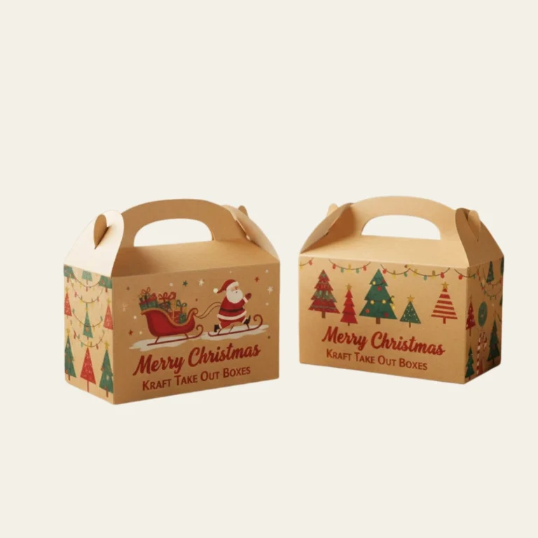 Merry Christmas Kraft Take Out Boxes - Hot Custom Boxes