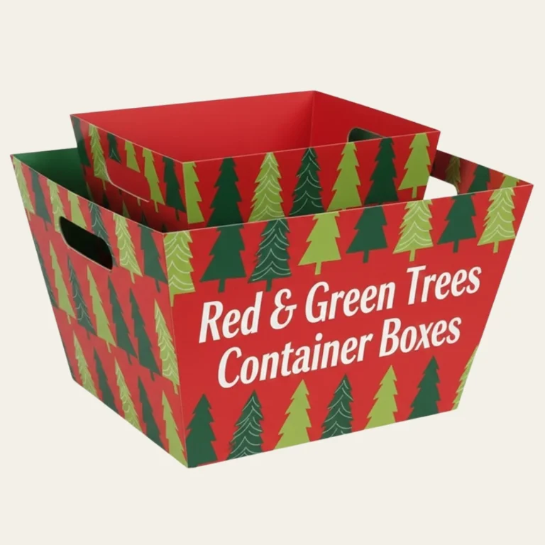 Red & Green Christmas Trees Container - Hot Custom Boxes